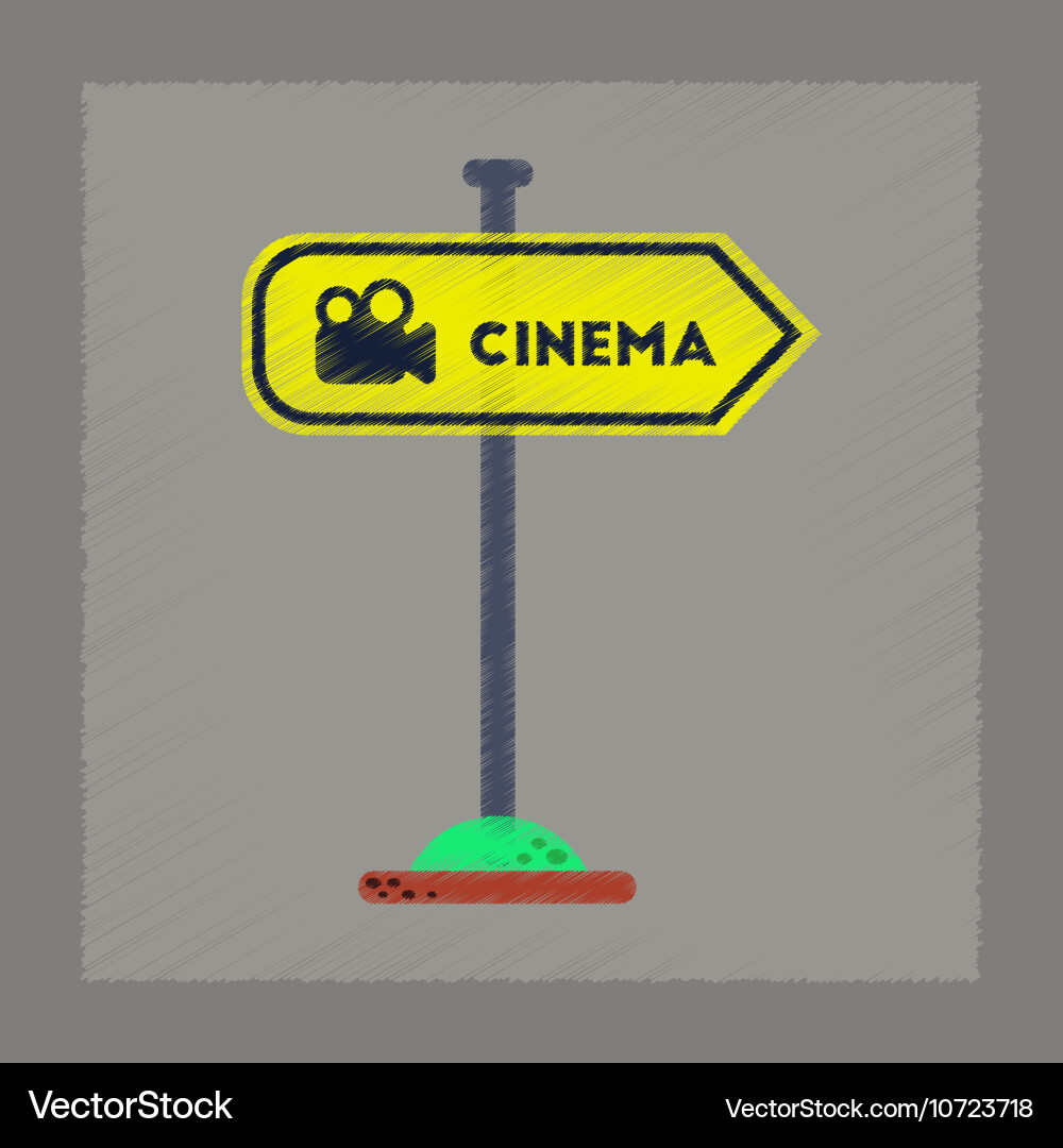 Flat shading style icon cinema sign Royalty Free Vector