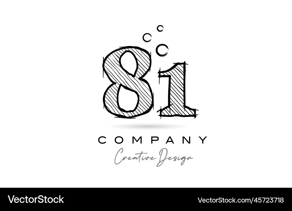 Hand drawing number 81 logo icon design Royalty Free Vector