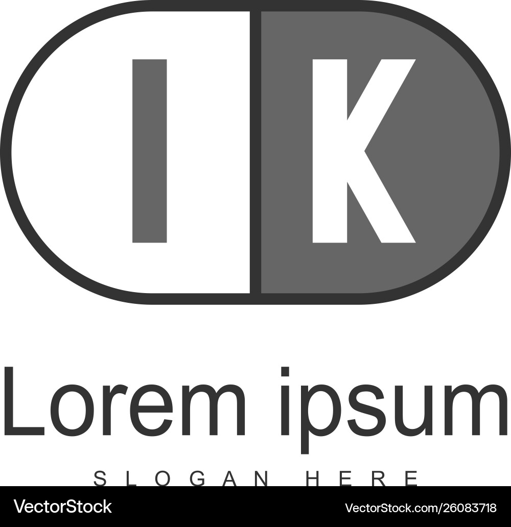 Initial ik logo template with modern frame Vector Image