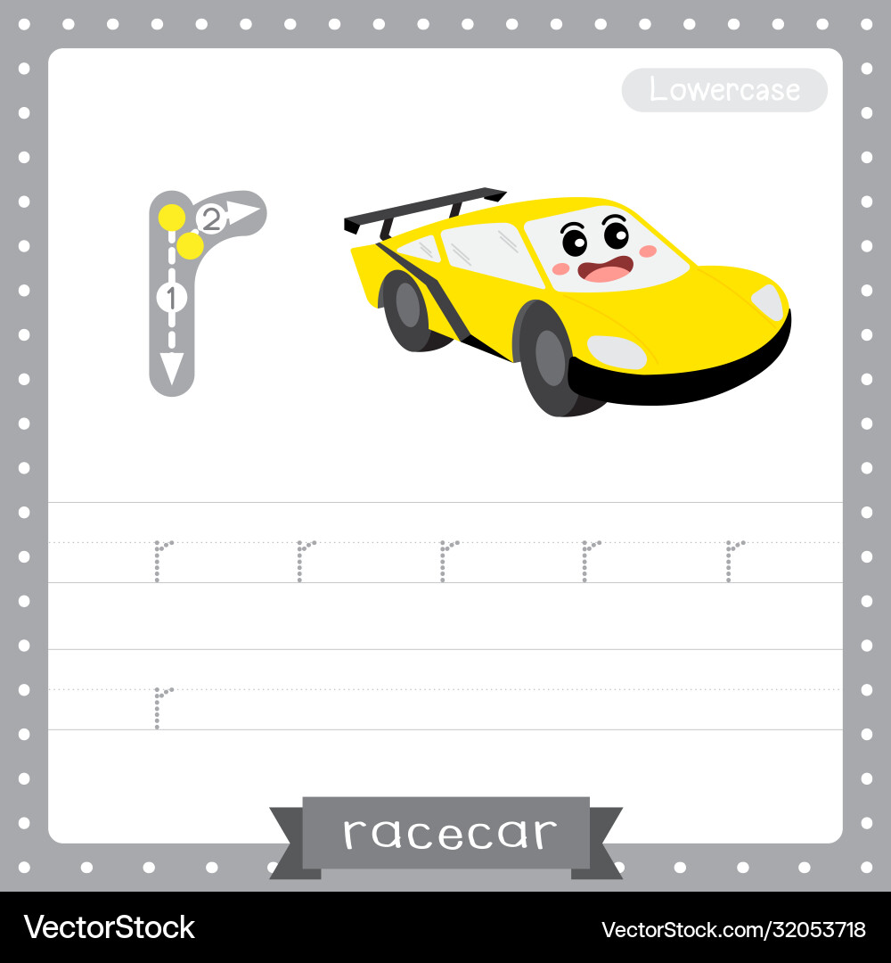 Letter r lowercase tracing practice worksheet of Vector Image