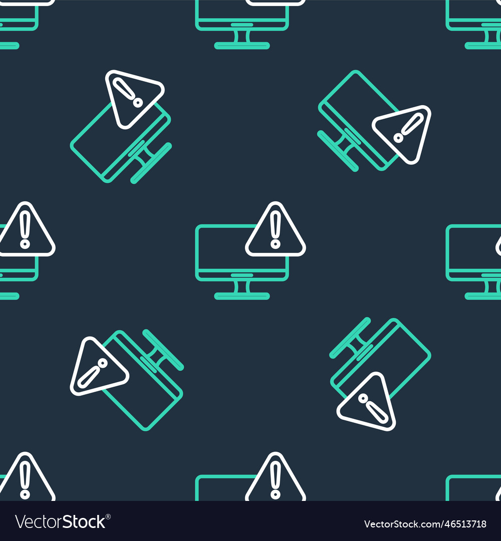 Line computer monitor with exclamation mark icon Vector Image