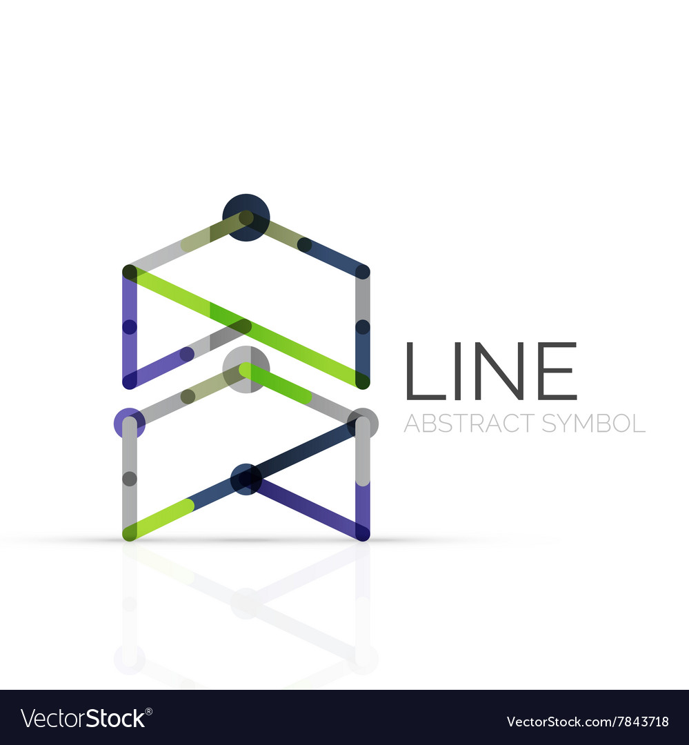 Linear abstract logo connected multicolored Vector Image