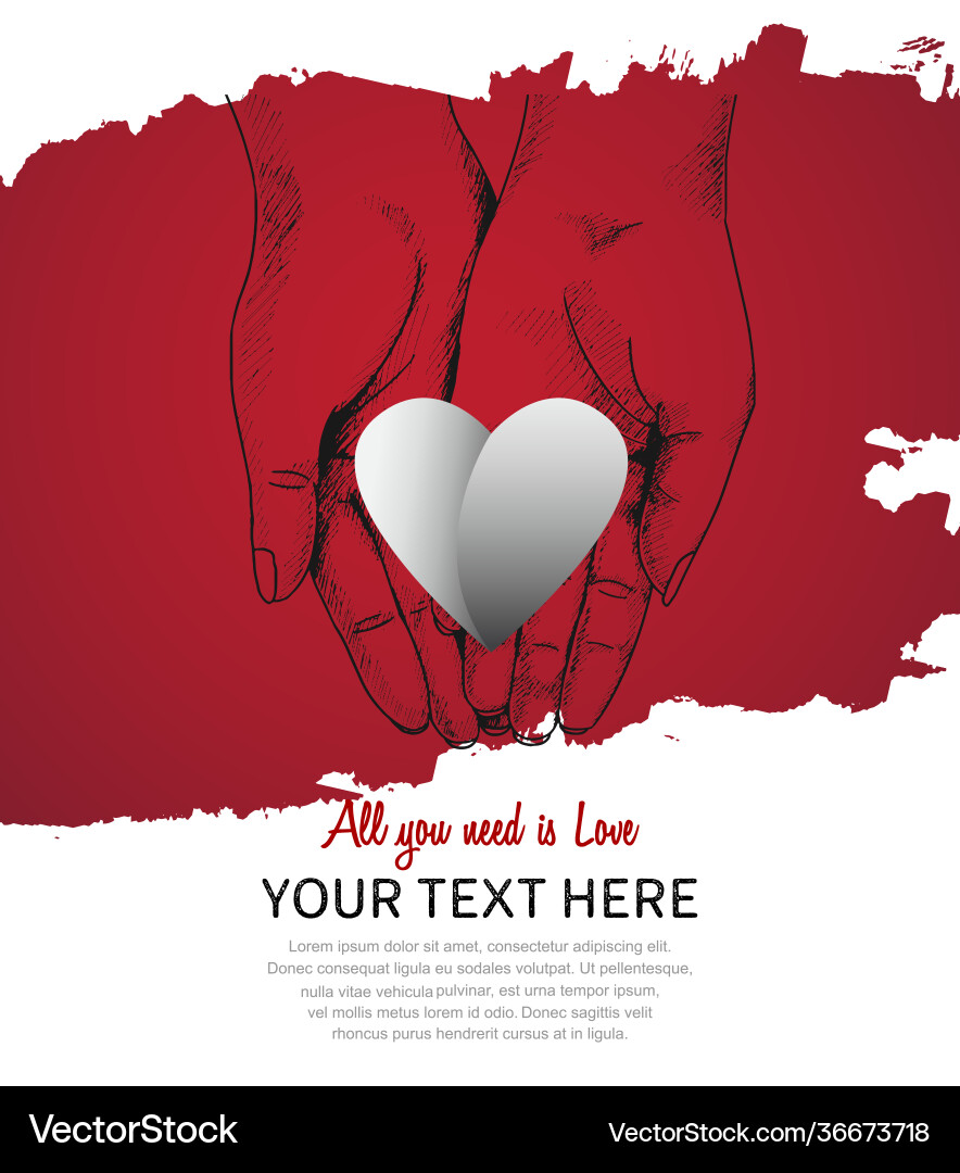 Love with hand and white heart Royalty Free Vector Image