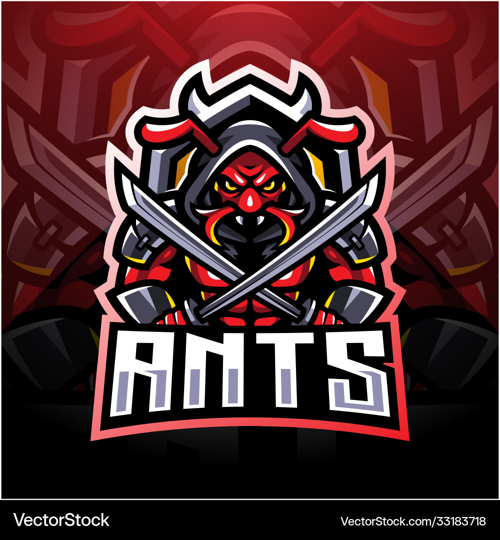 Ninja ants esport mascot logo Royalty Free Vector Image