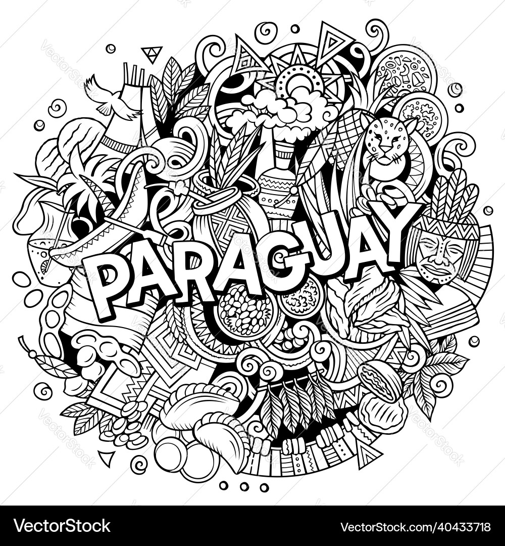 Paraguay hand drawn cartoon doodle Royalty Free Vector Image