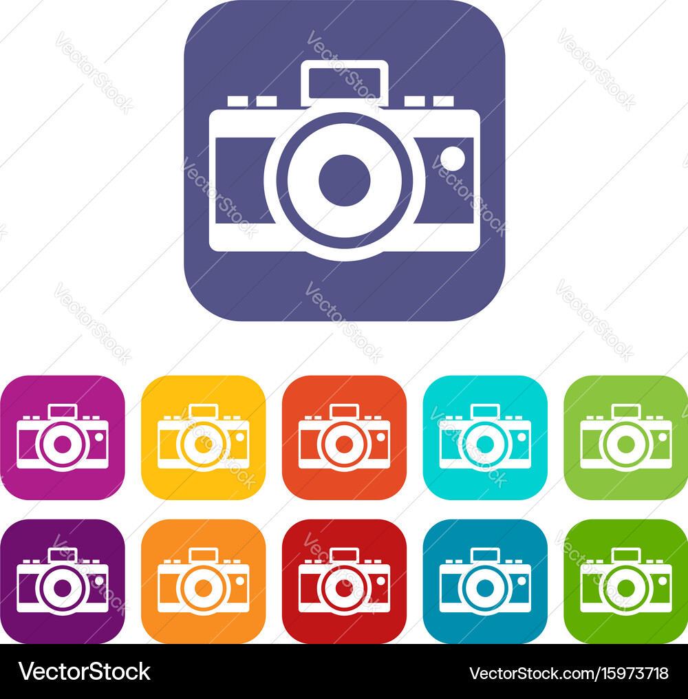 Photocamera icons set Royalty Free Vector Image