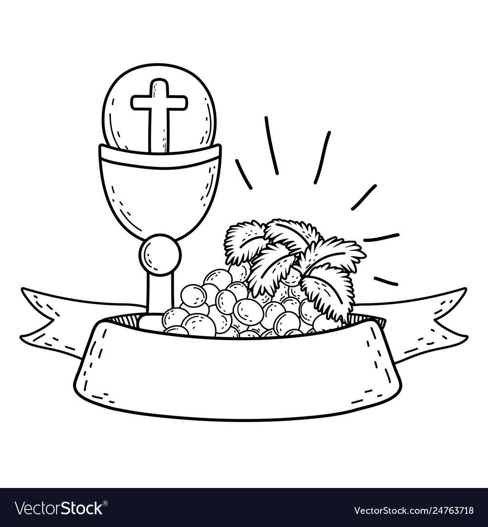 Sacred chalice religious with grapes Royalty Free Vector