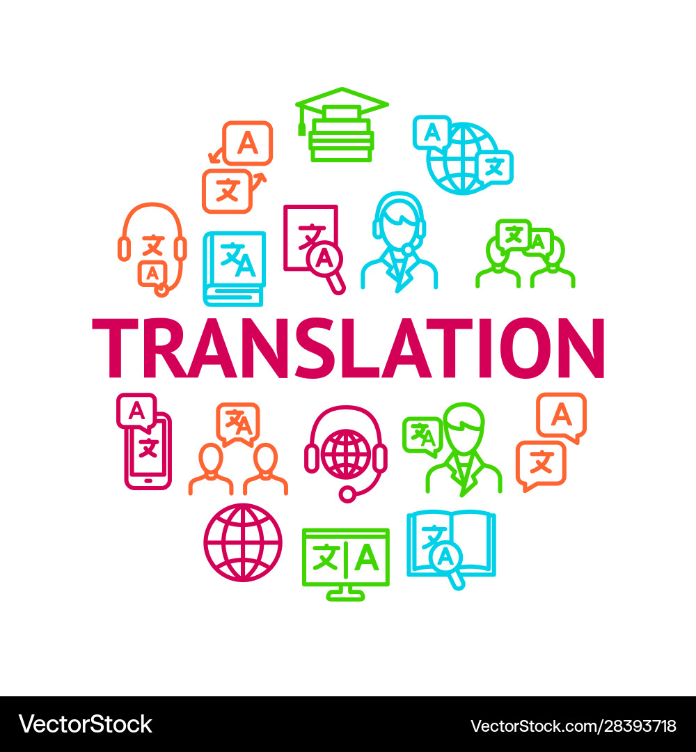 Translation signs thin line line round design Vector Image