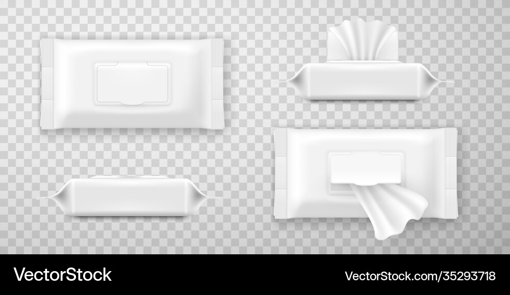 Wet wipes or towel white packaging with open Vector Image