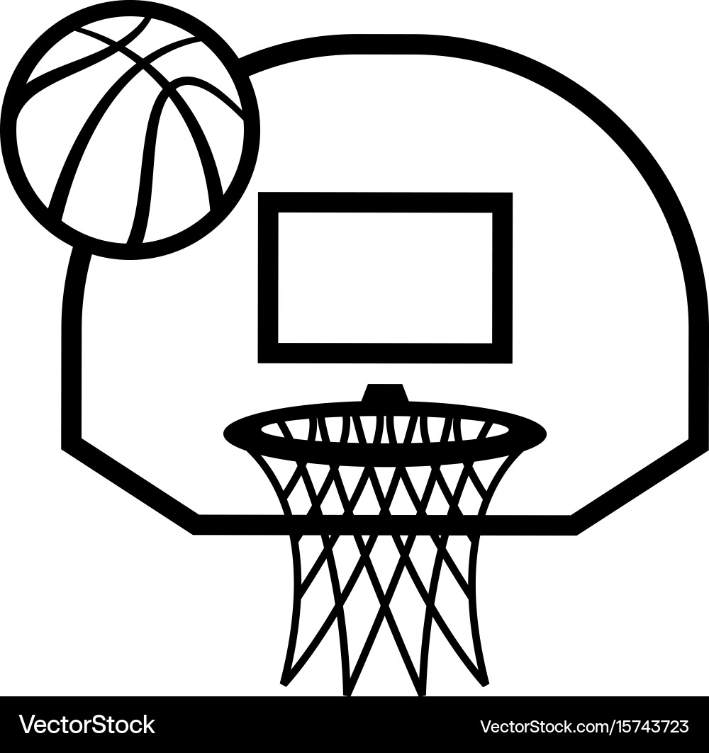 Cartoon basketball and net Royalty Free Vector Image