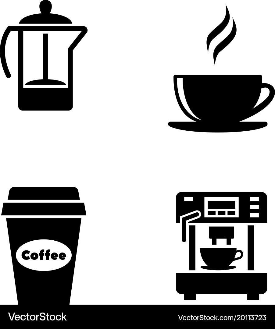 Coffee and tea simple related icons Royalty Free Vector