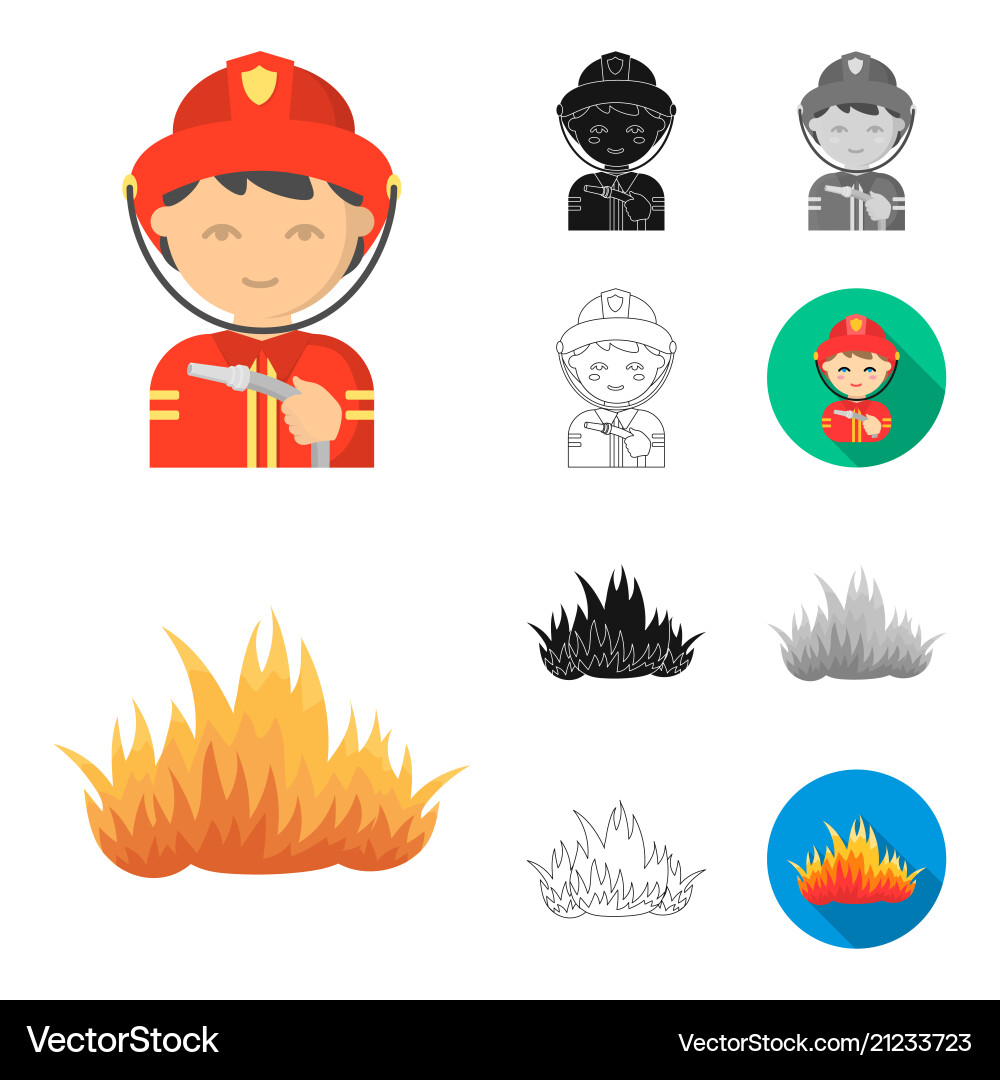 Fire department cartoonblackflatmonochrome Vector Image