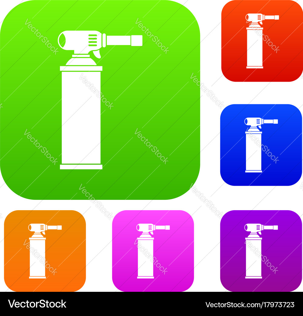 Gas cylinder set color collection Royalty Free Vector Image