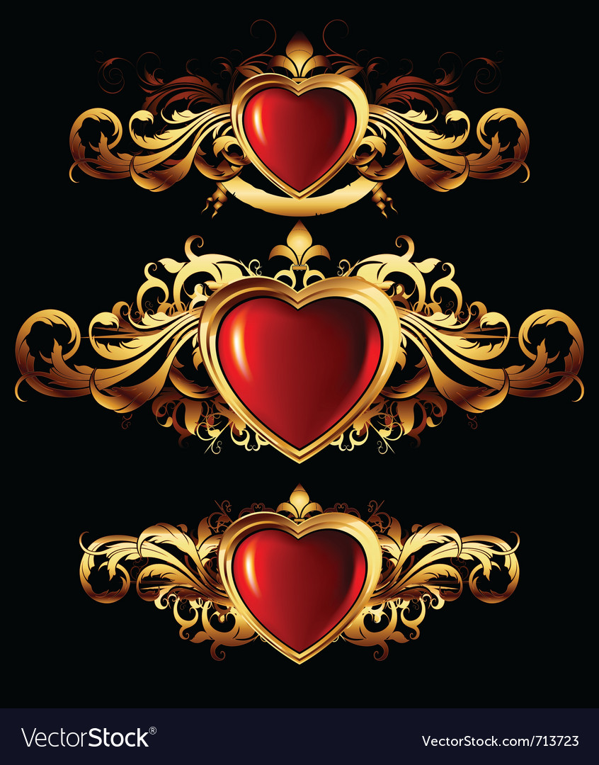 Heart forms with ornate elements Royalty Free Vector Image