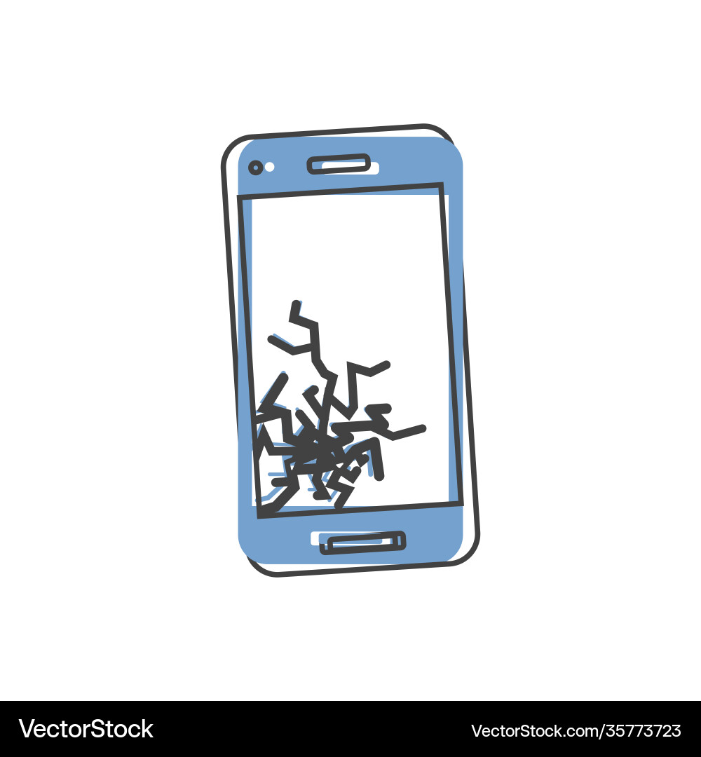 Icon broken phone on cartoon style on white Vector Image