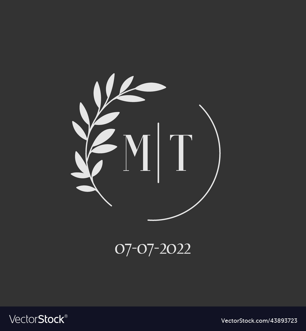 Initial letter mt wedding monogram logo design Vector Image Initial letter mt wedding monogram logo design Vector Image