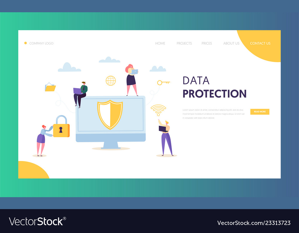 Internet data safety network landing page Vector Image