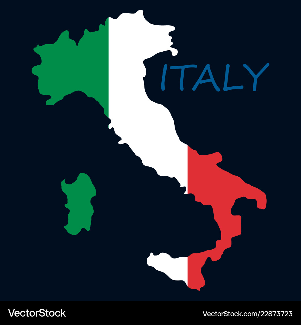 Italy map with flag inside map map Royalty Free Vector Image