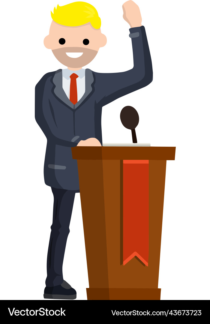 Man in the suit stay behind podium Royalty Free Vector Image
