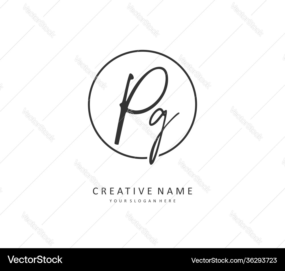 Pg initial letter handwriting and signature logo Vector Image