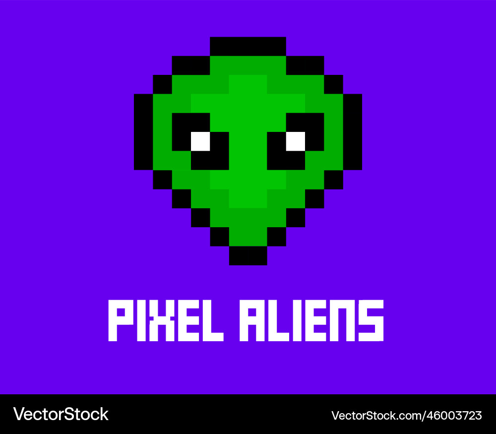 Pixel alien 8 bit art cosmic graphic cartoon Vector Image