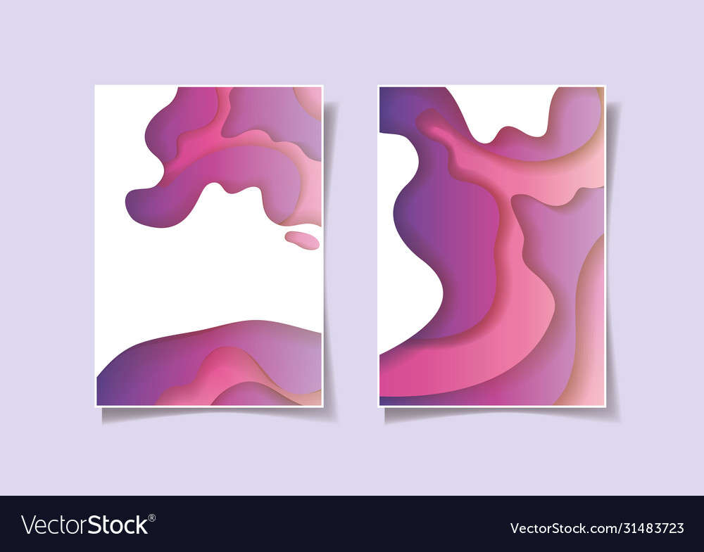Purple waves backgrounds frames design Royalty Free Vector