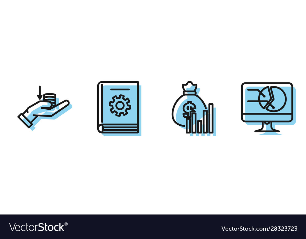 Set line money bag and diagram graph money Vector Image Set line money bag and diagram graph money Vector Image