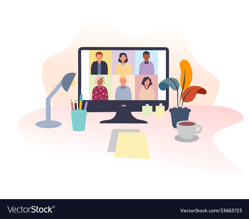 Video call using computer Royalty Free Vector Image