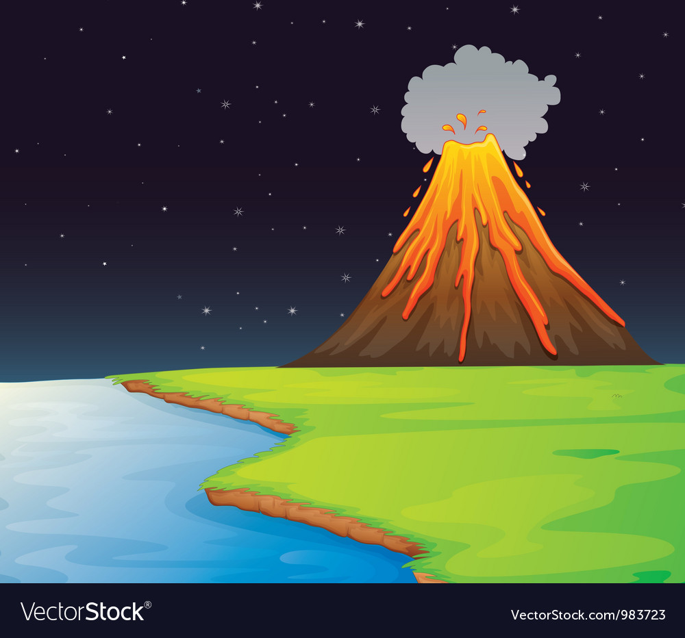 Volcano eruption Royalty Free Vector Image - VectorStock