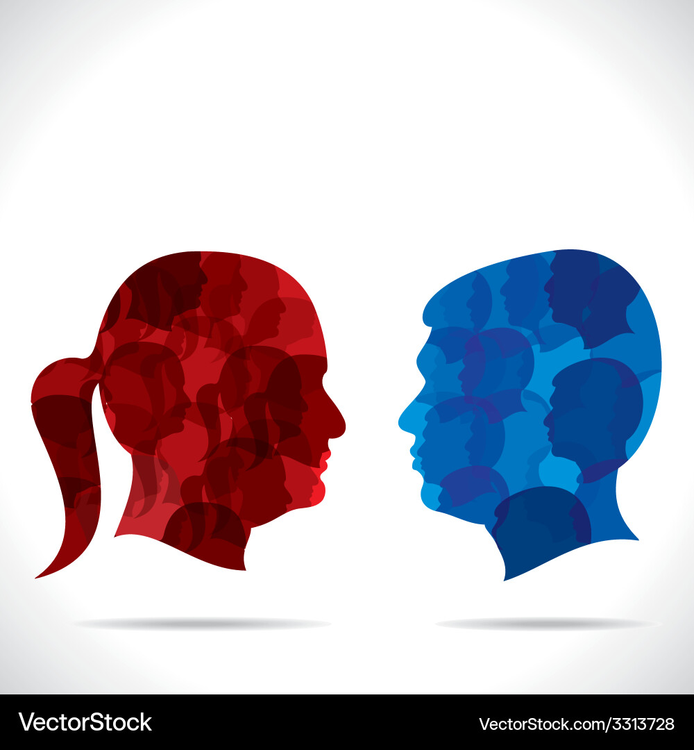 Blue men and red women Royalty Free Vector Image