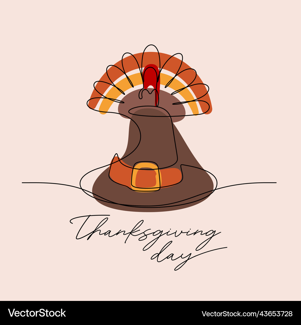Continuous colored line drawing of turkey Vector Image