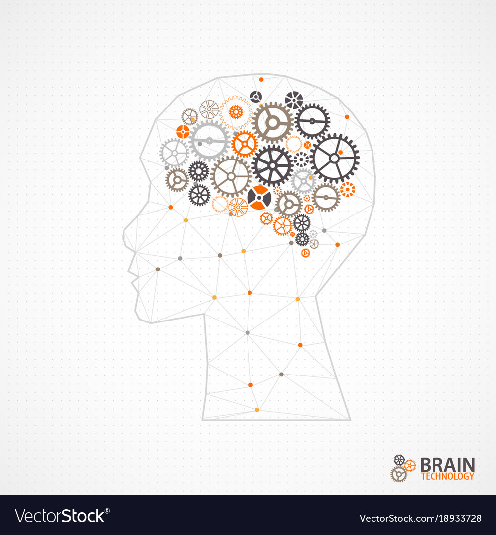 Creative brain concept background with triangular Vector Image