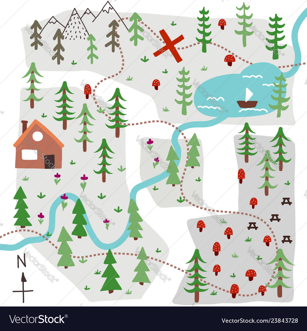 Doodle map Royalty Free Vector Image - VectorStock