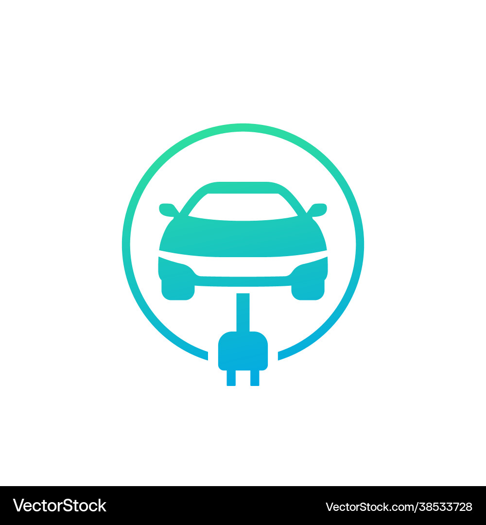 Electric car with plug ev charging station icon Vector Image