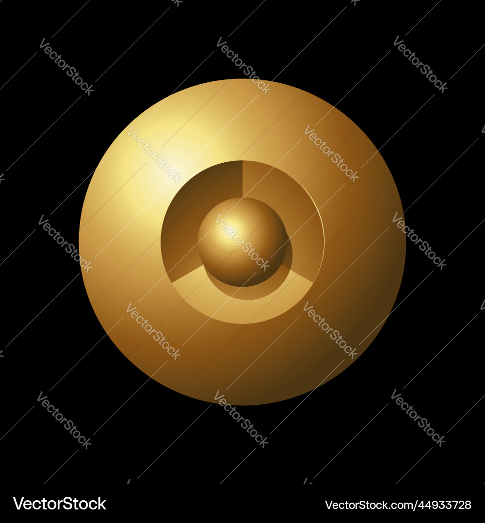 Golden shiny spheres on a black background Vector Image