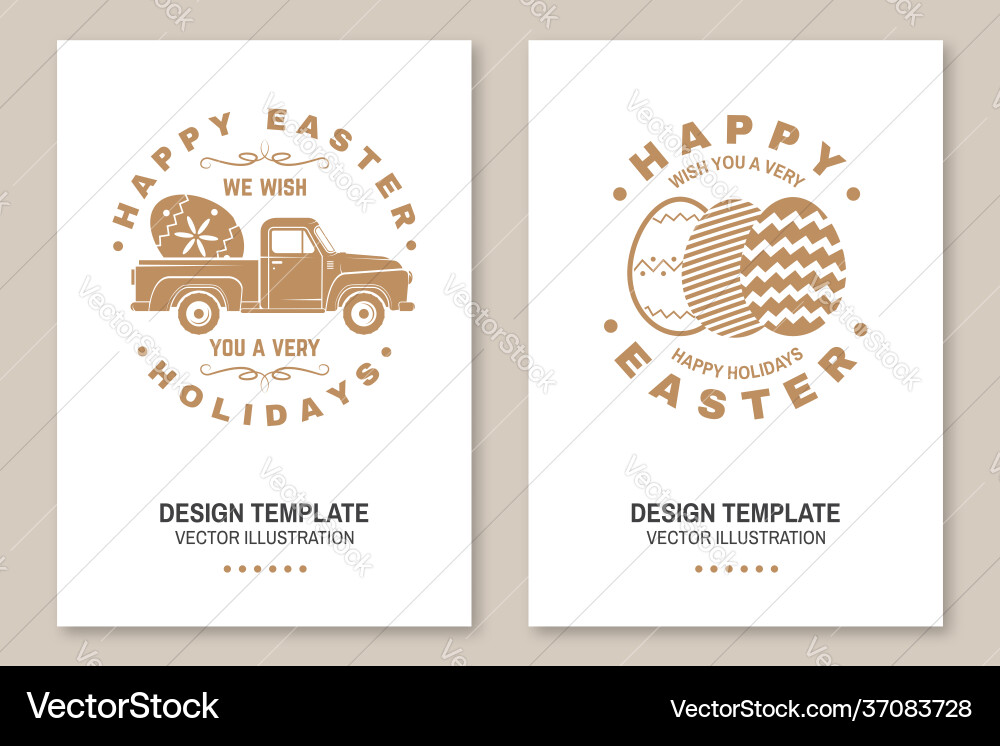 Happy easter card badge logo sign Royalty Free Vector Image