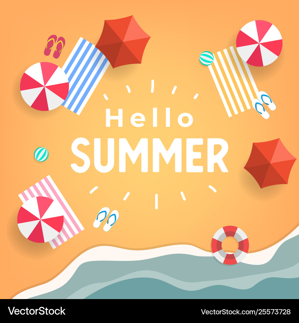 Hello summer tropical beach top view banner Vector Image