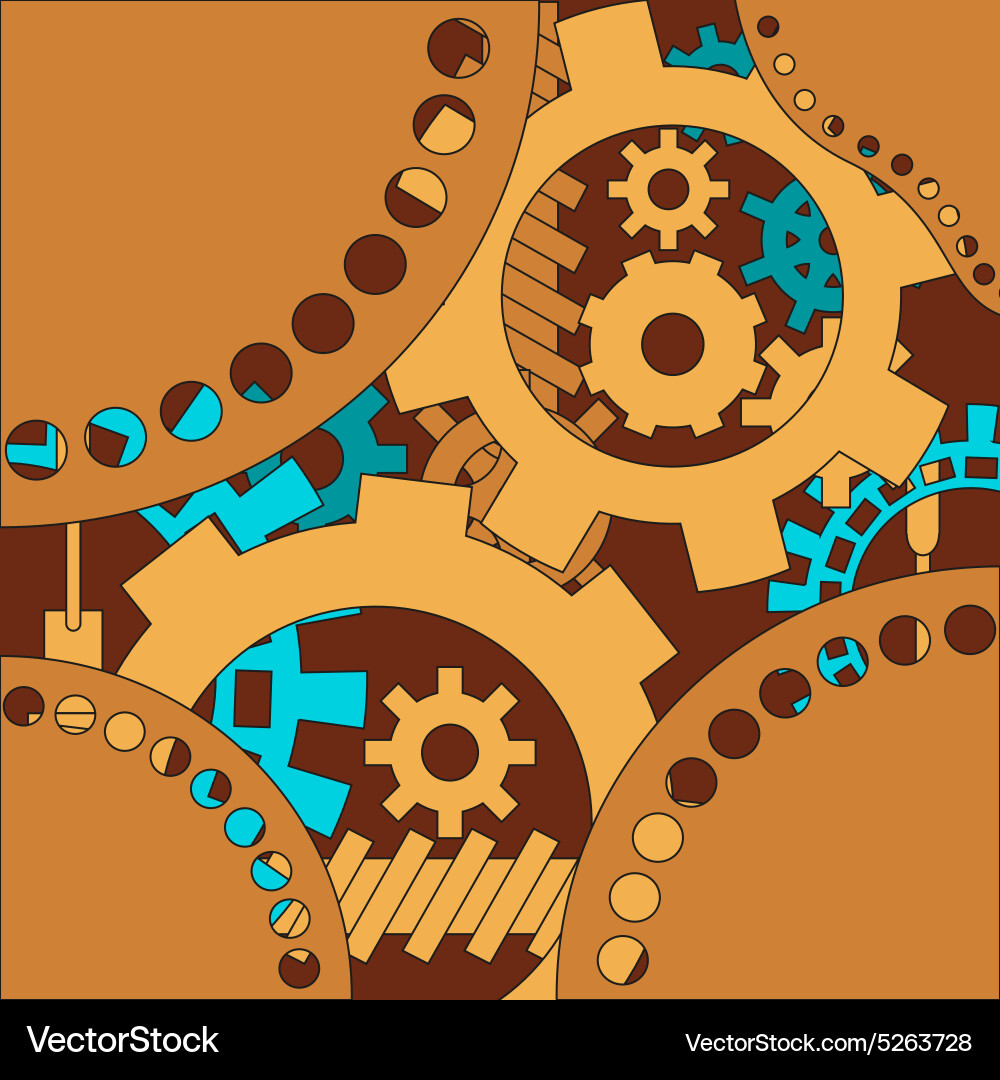 Mechanism background with cogwheels and gears Vector Image
