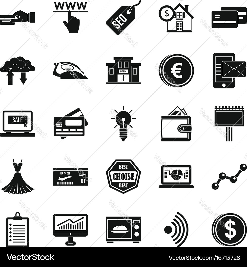 Promotion icons set simple style Royalty Free Vector Image