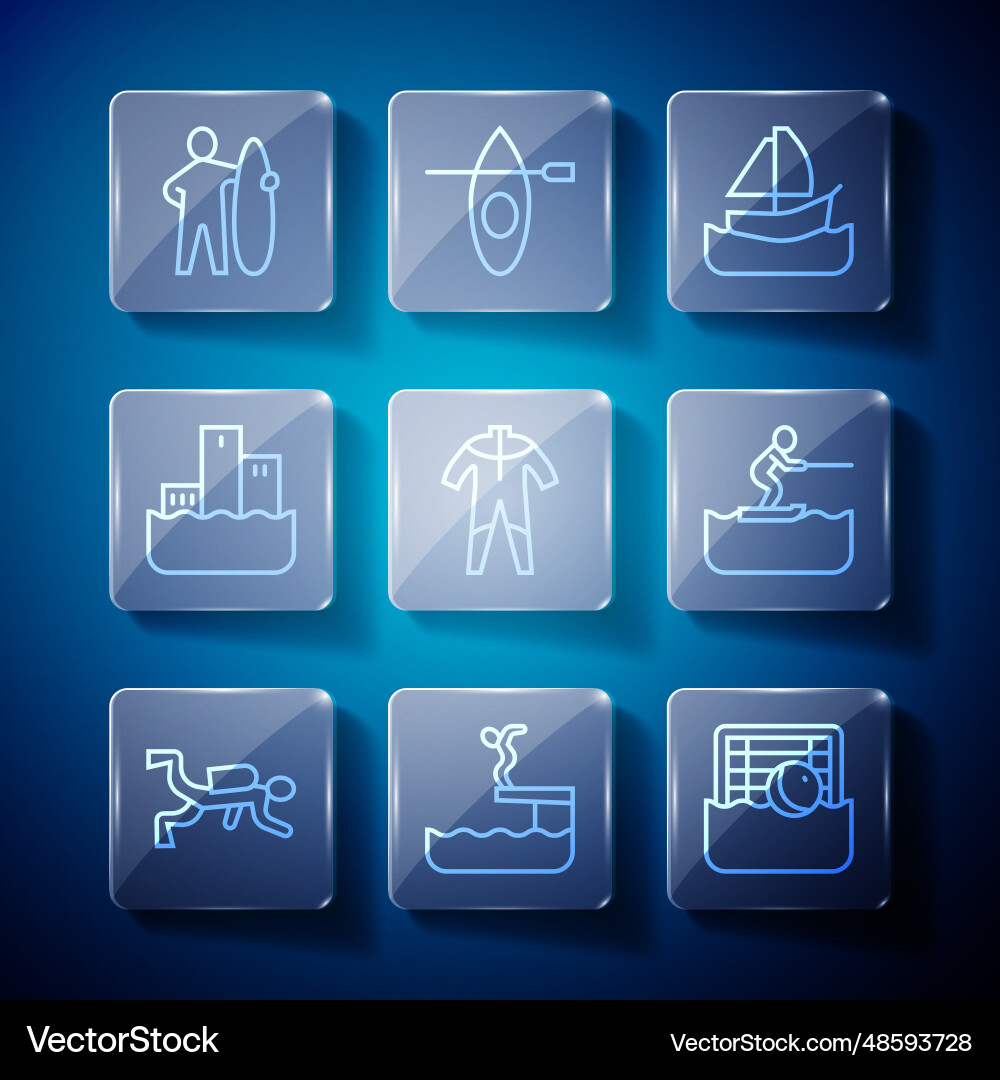 Set line scuba diver swimmer diving into pool Vector Image