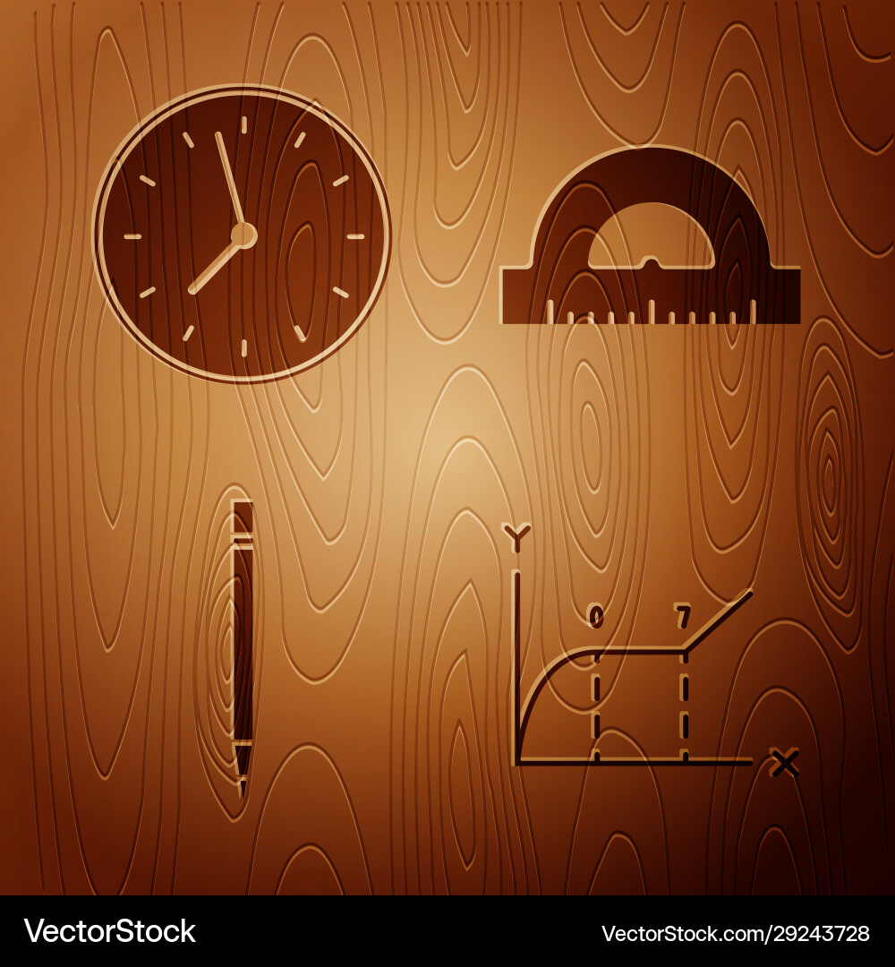 Set pie chart infographic clock pencil Royalty Free Vector