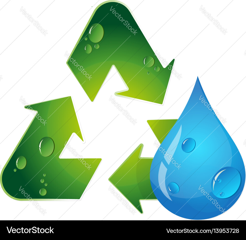 Symbol recycling and water drop Royalty Free Vector Image