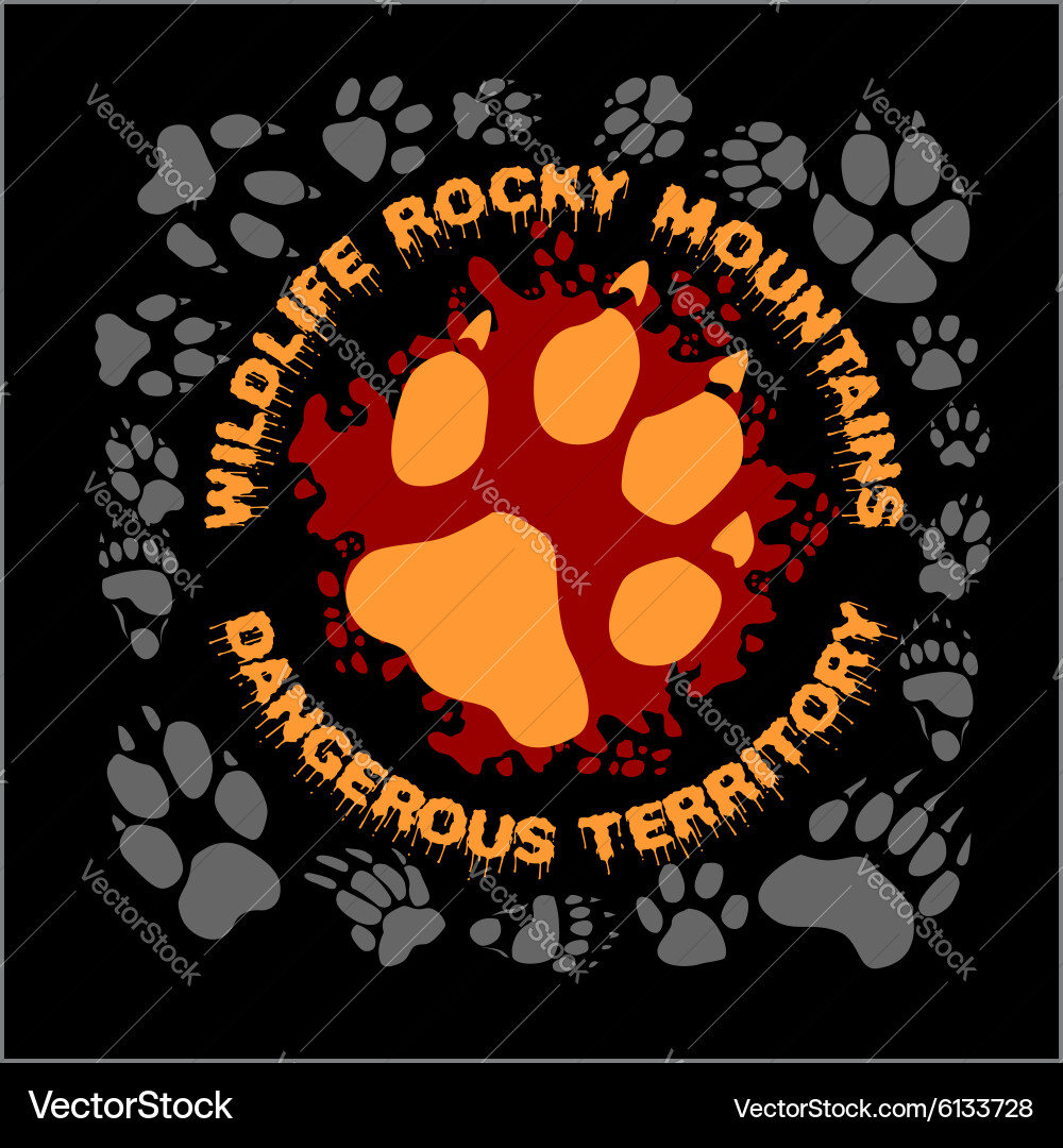 Wolf footprint emblem for t-shirt Royalty Free Vector Image