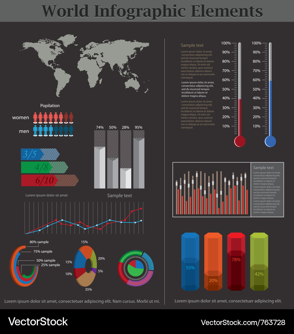 World infographic elements Royalty Free Vector Image