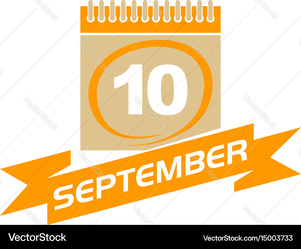 10 september calendar with ribbon Royalty Free Vector Image