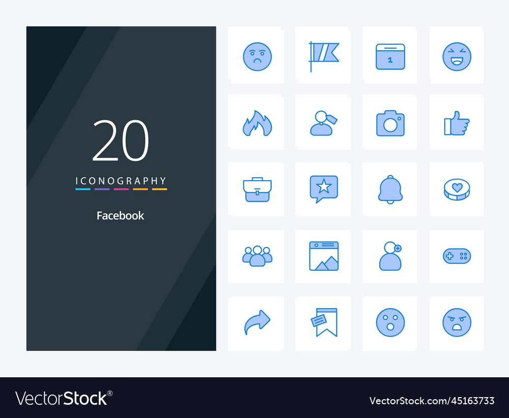 20 facebook blue color icon for presentation Vector Image