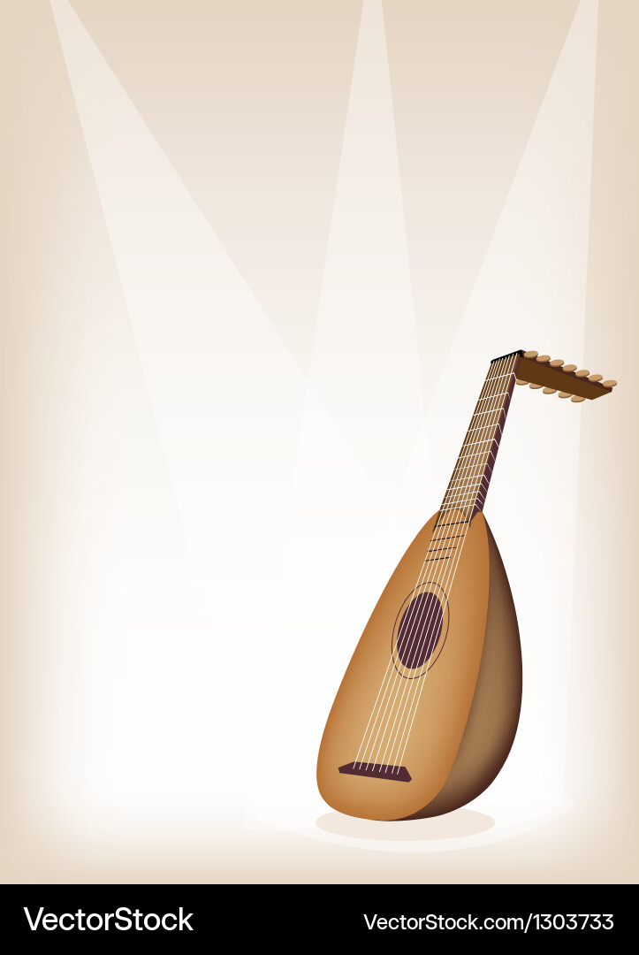 A beautiful antique lute on brown stage background