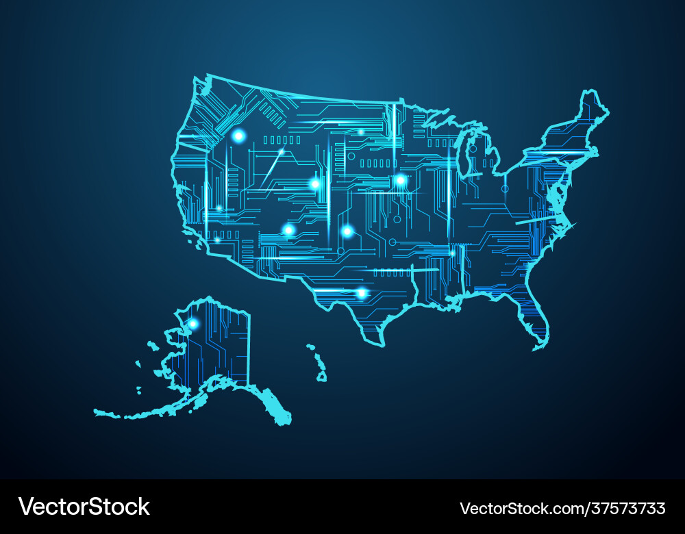 Abstract futuristic map america circuit board Vector Image