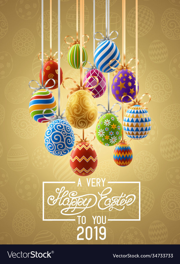 Background with decorated easter eggs design Vector Image