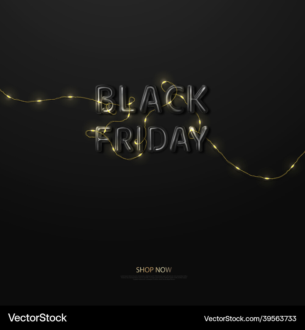 Black friday logo in glossy color with led Vector Image